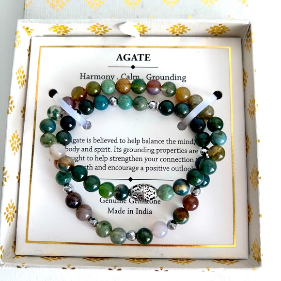 Shivam | Jewelry | Shivam India Genuine Gemstone Agate With Brass Two ...